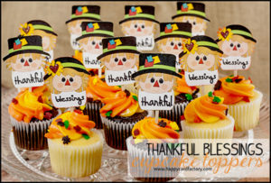 Thankful Blessings Cupcake Toppers - HappyCardFactory Designs